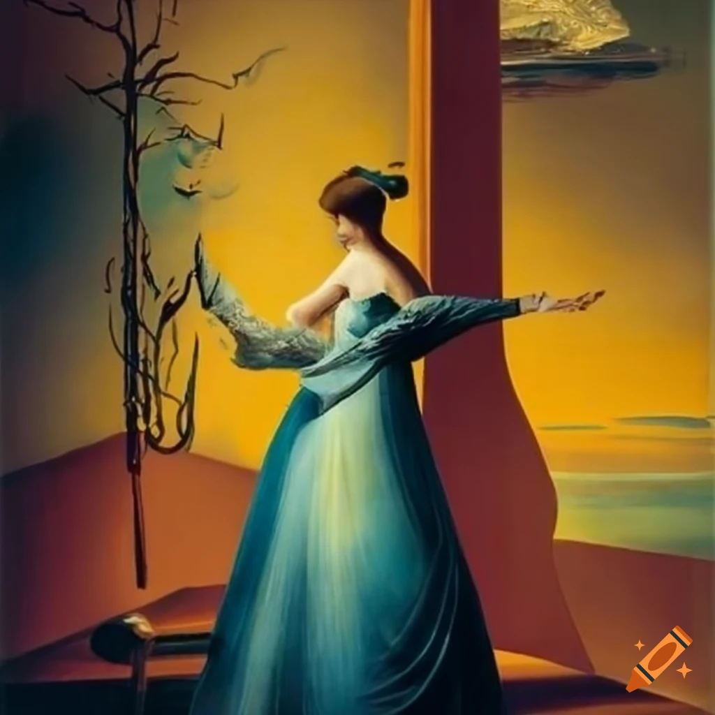 Opera singer in a dali-style landscape on Craiyon