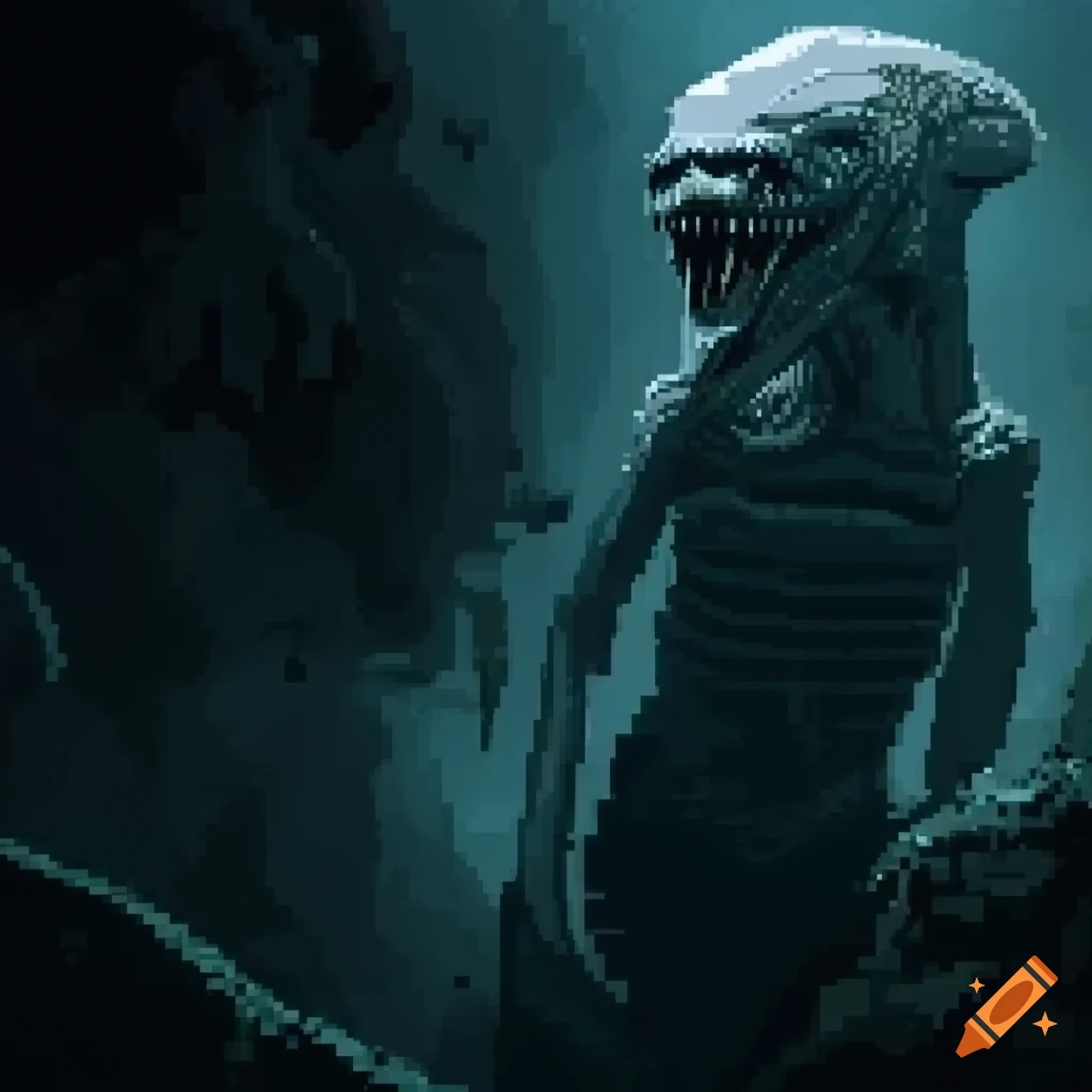 Pixel art with dithering technique inspired by alien: covenant movie on ...