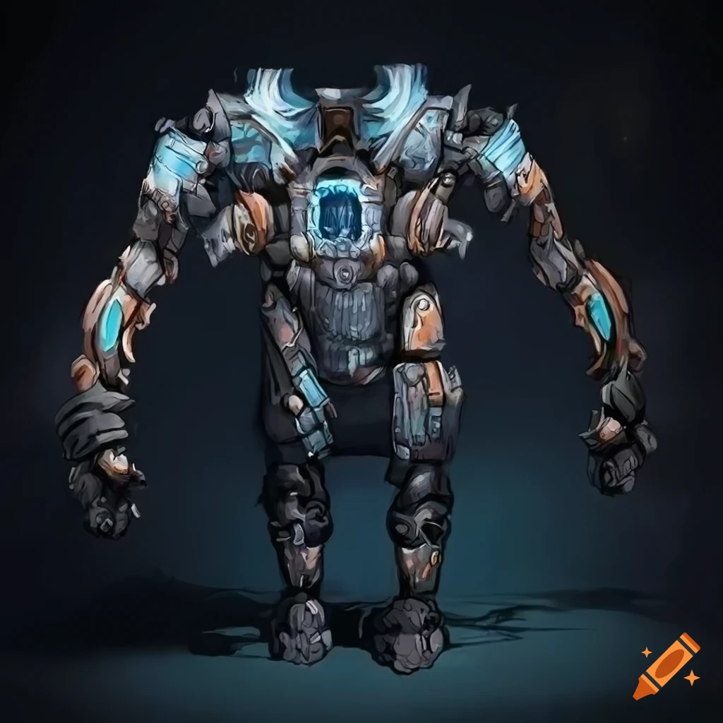 Floating canvas wrap of a stunning beautiful mech on Craiyon