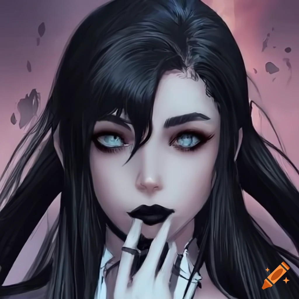 Woman with black spider body and dark gothic style on Craiyon