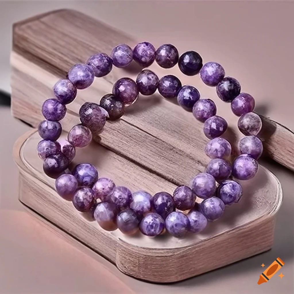 Lepidolite Lithium Mica Gemstone Bead Bracelet on Craiyon