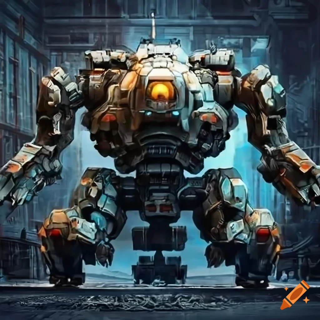 Floating canvas wrap with stunning mech design on Craiyon