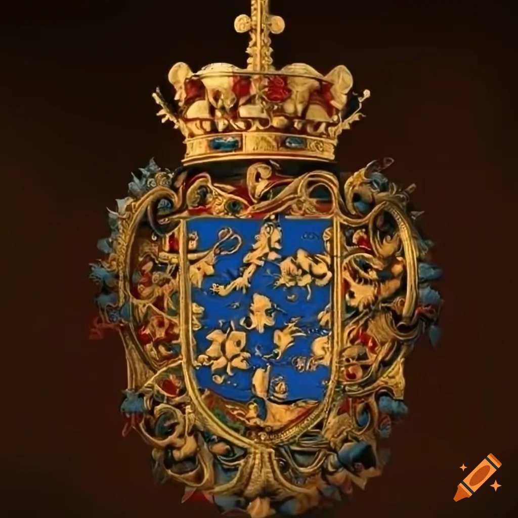 Authentic medieval heraldry with intricate symbols and colors for duchy ...