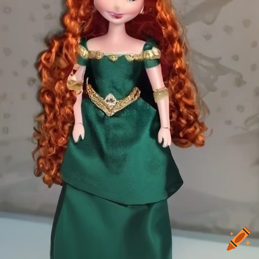 Princess merida baddie doll in a dark green dress on Craiyon