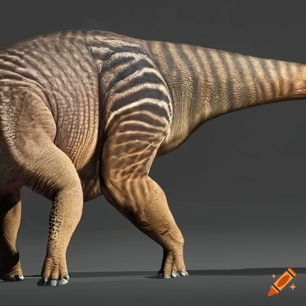 Scientifically detailed iguanodon dinosaur with elephant-like skin ...