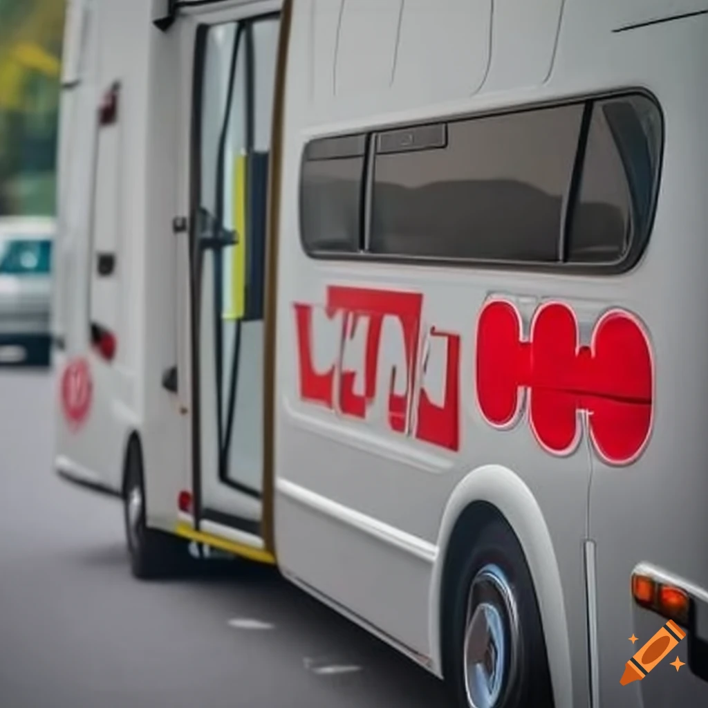 Modern mercedes ambulance with red cross logo on Craiyon