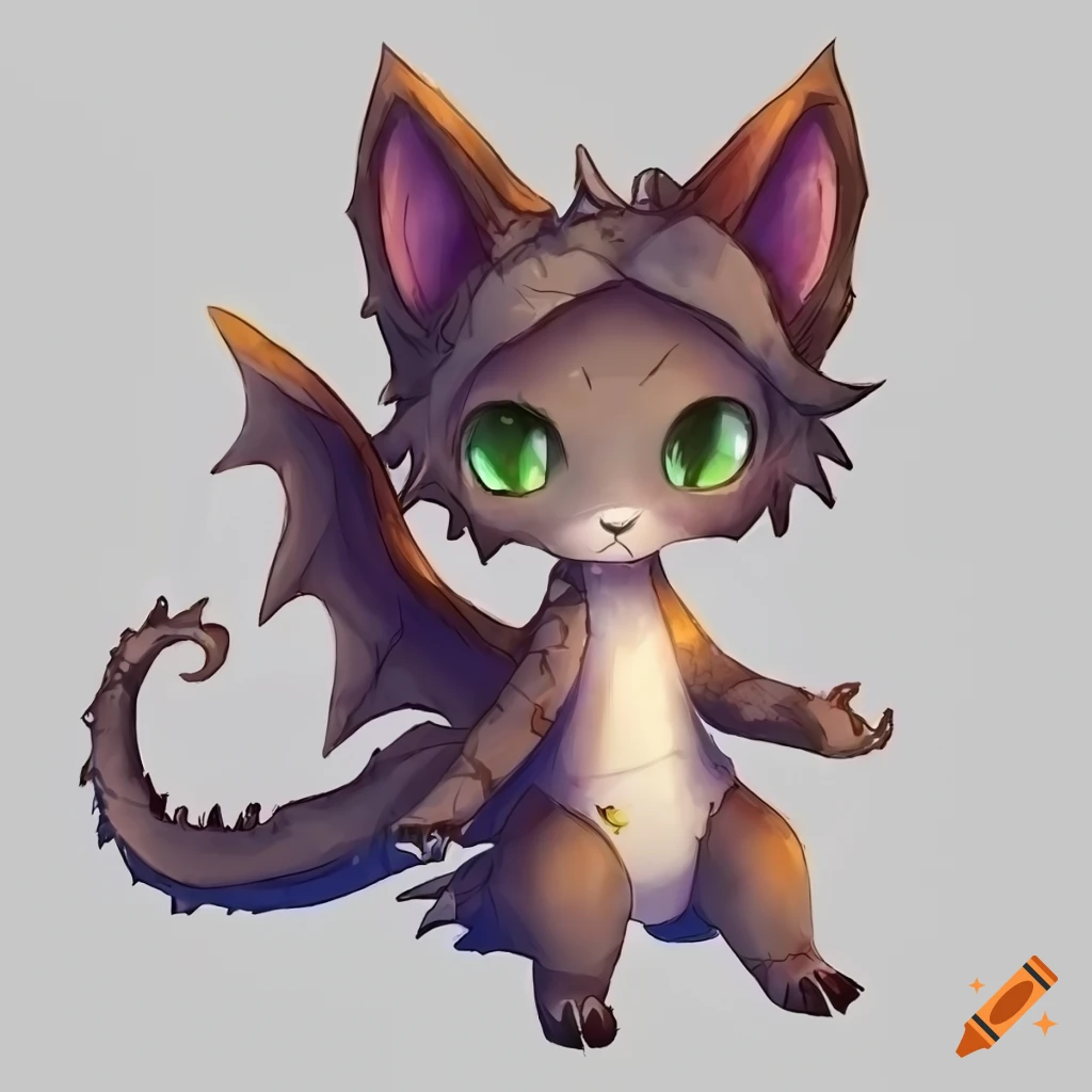 Dragon/cat hybrid chibi art on Craiyon