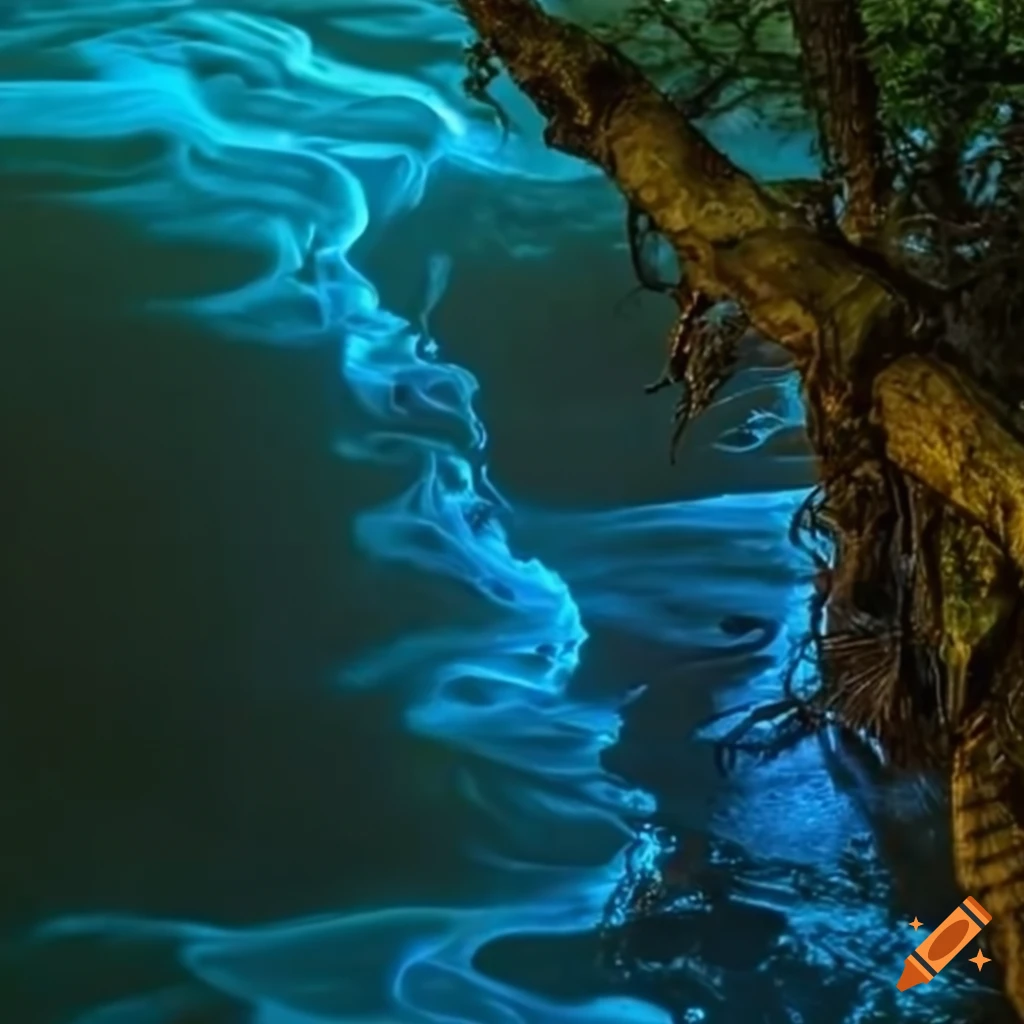 Magical Arundo Donax forest with bioluminescent crystals and roaming jaguars on Craiyon