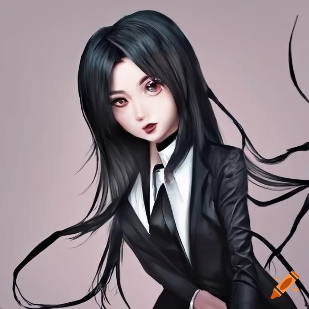 Woman with black spider body and dark gothic style on Craiyon