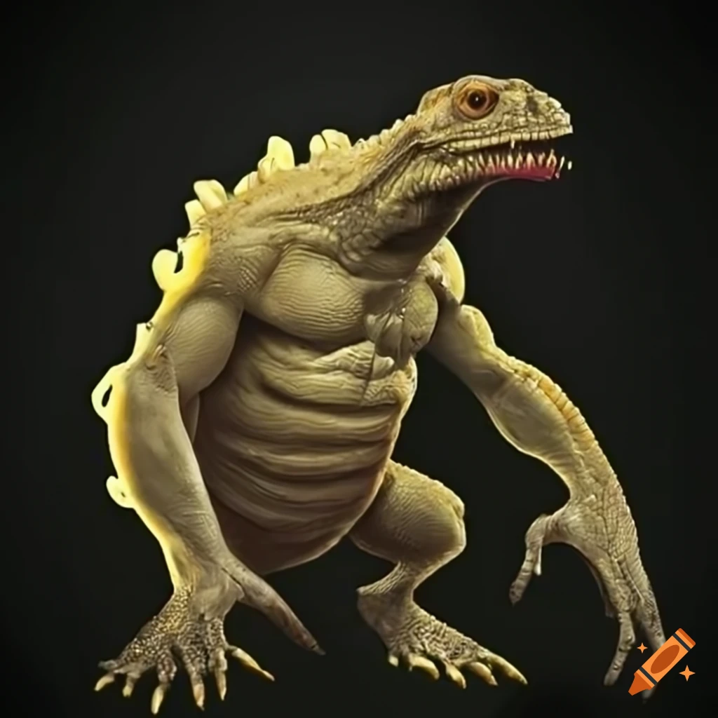 Slimy humanoid lizard monster with a huge club on Craiyon