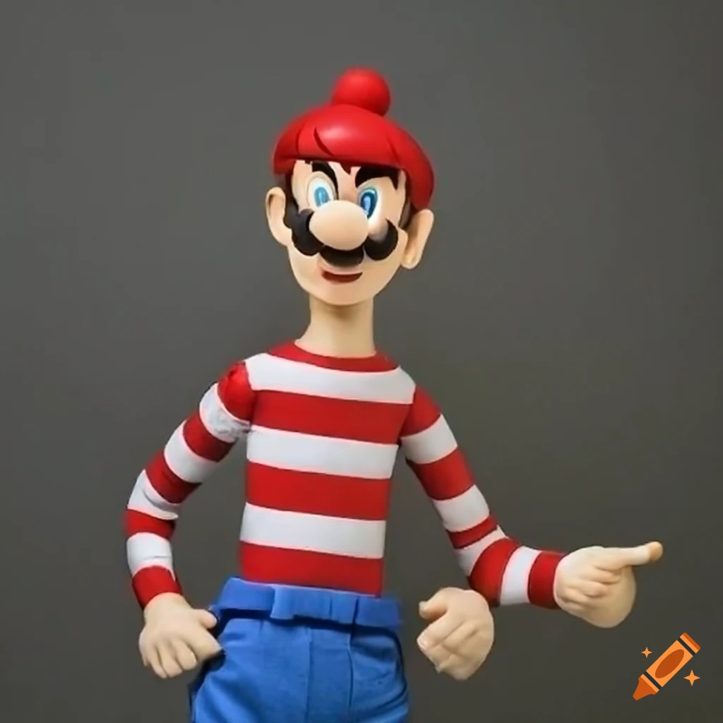 Mario with waldo's face on Craiyon