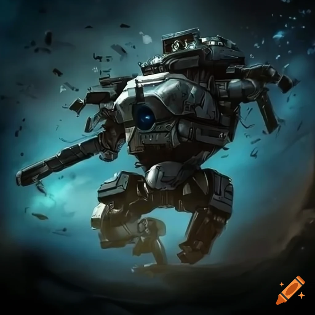 Floating canvas wrap with a stunning beautiful mech on Craiyon