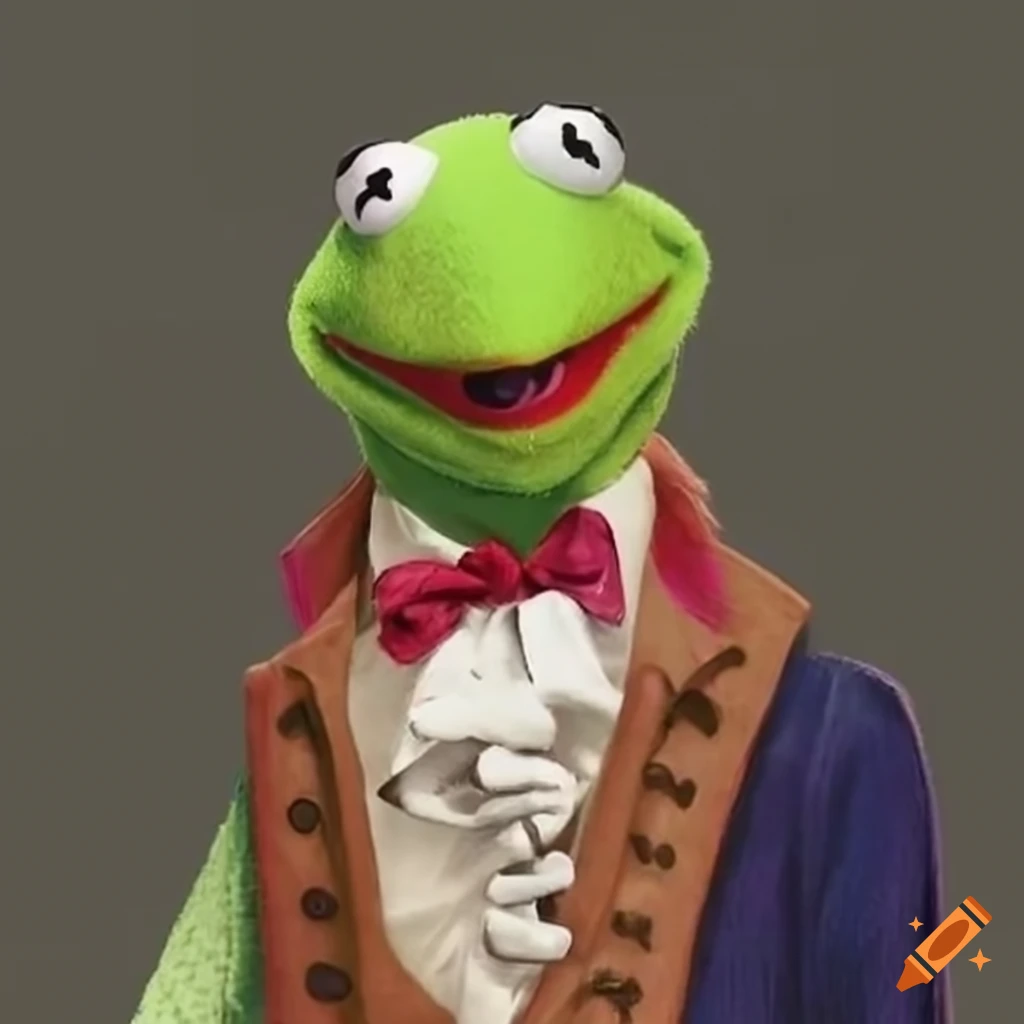 Kermit the frog portraying hamilton on Craiyon