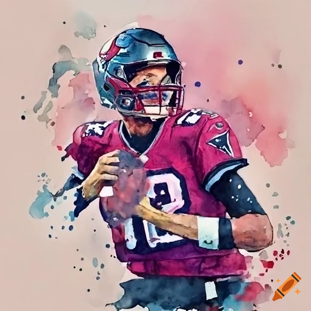 Watercolor inkpunk art of tom brady on Craiyon