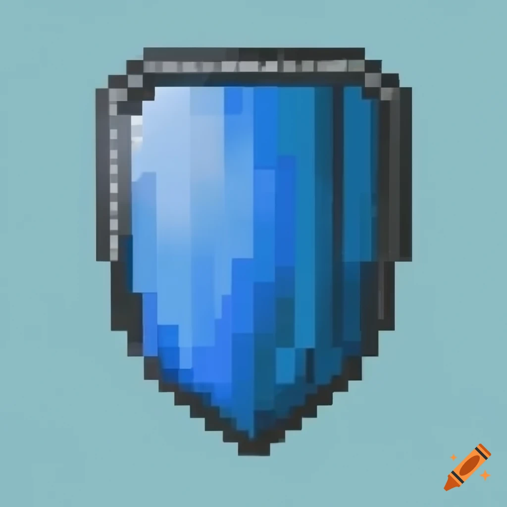 Pixelated tiny blue shield on Craiyon