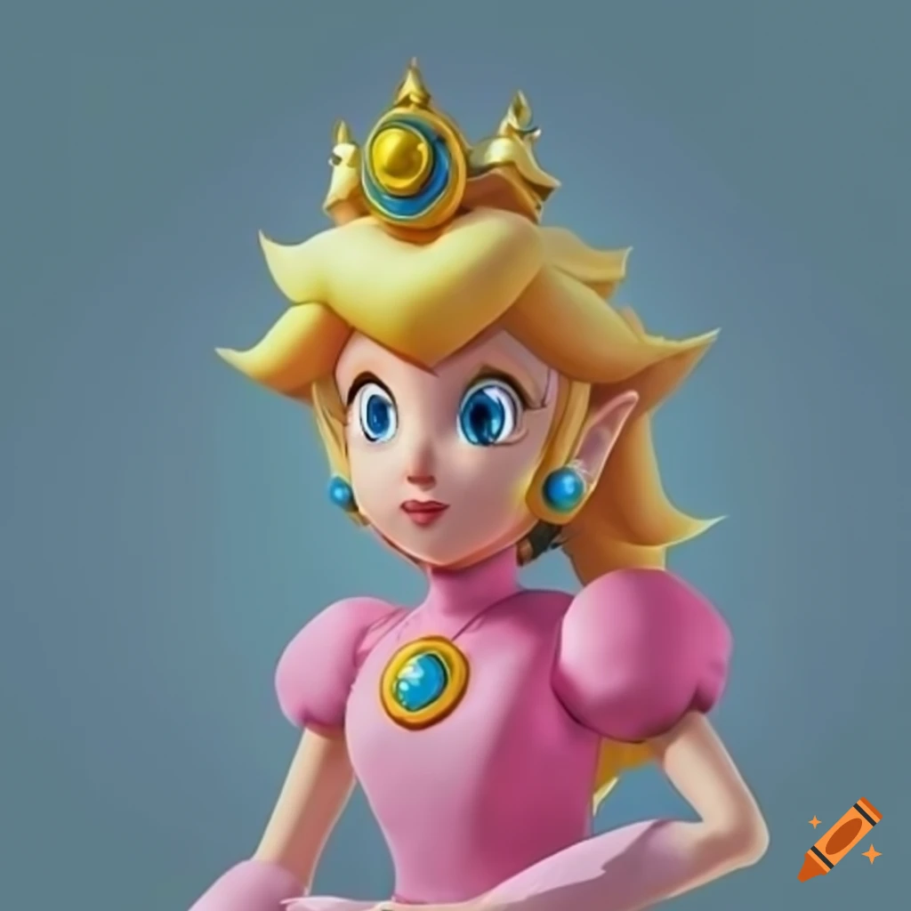 Princess peach and link in pink silk ballgowns posing together on Craiyon