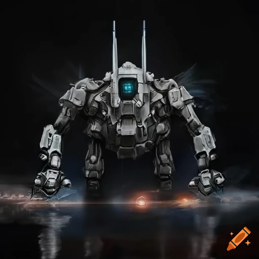 Floating canvas wrap with a stunning beautiful mech on Craiyon