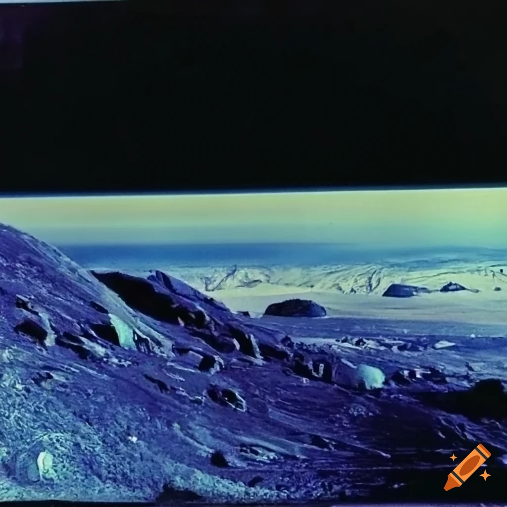 Vintage matte painted alien landscape from 'Forbidden Planet' with a ...