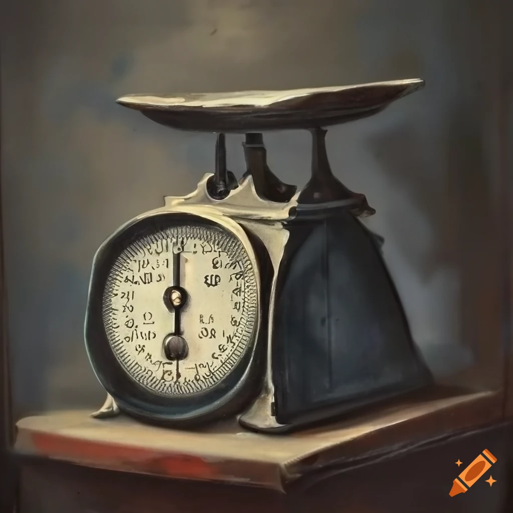 Vintage weighing scale and measuring caliper on Craiyon