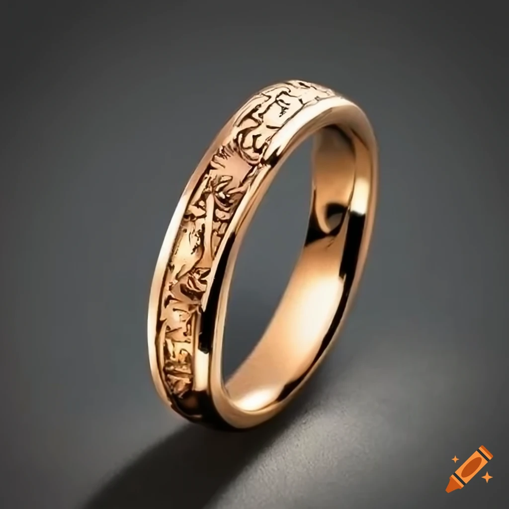 Wedding rings with engravings in a roman city on Craiyon