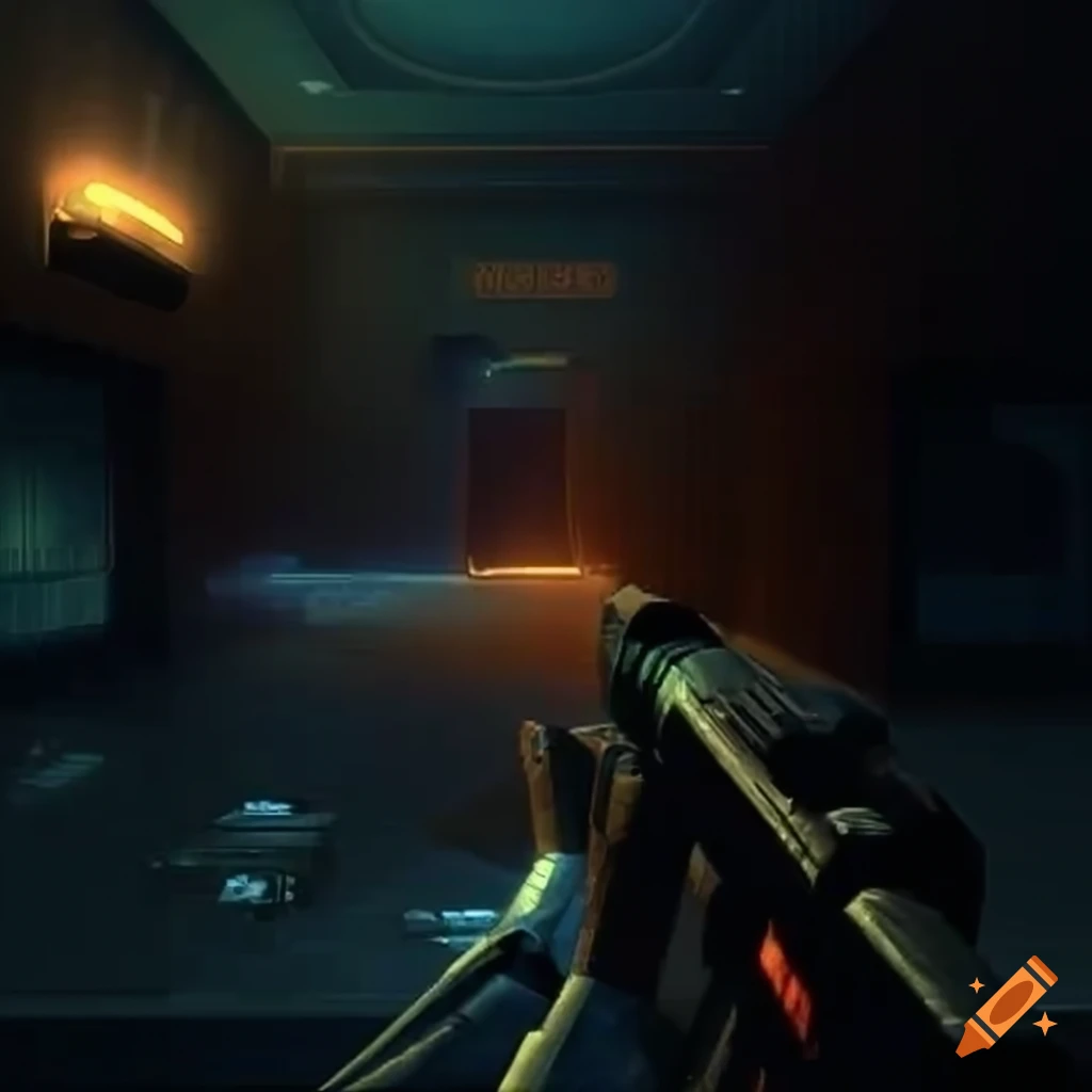 2000s first person shooter game interface on Craiyon