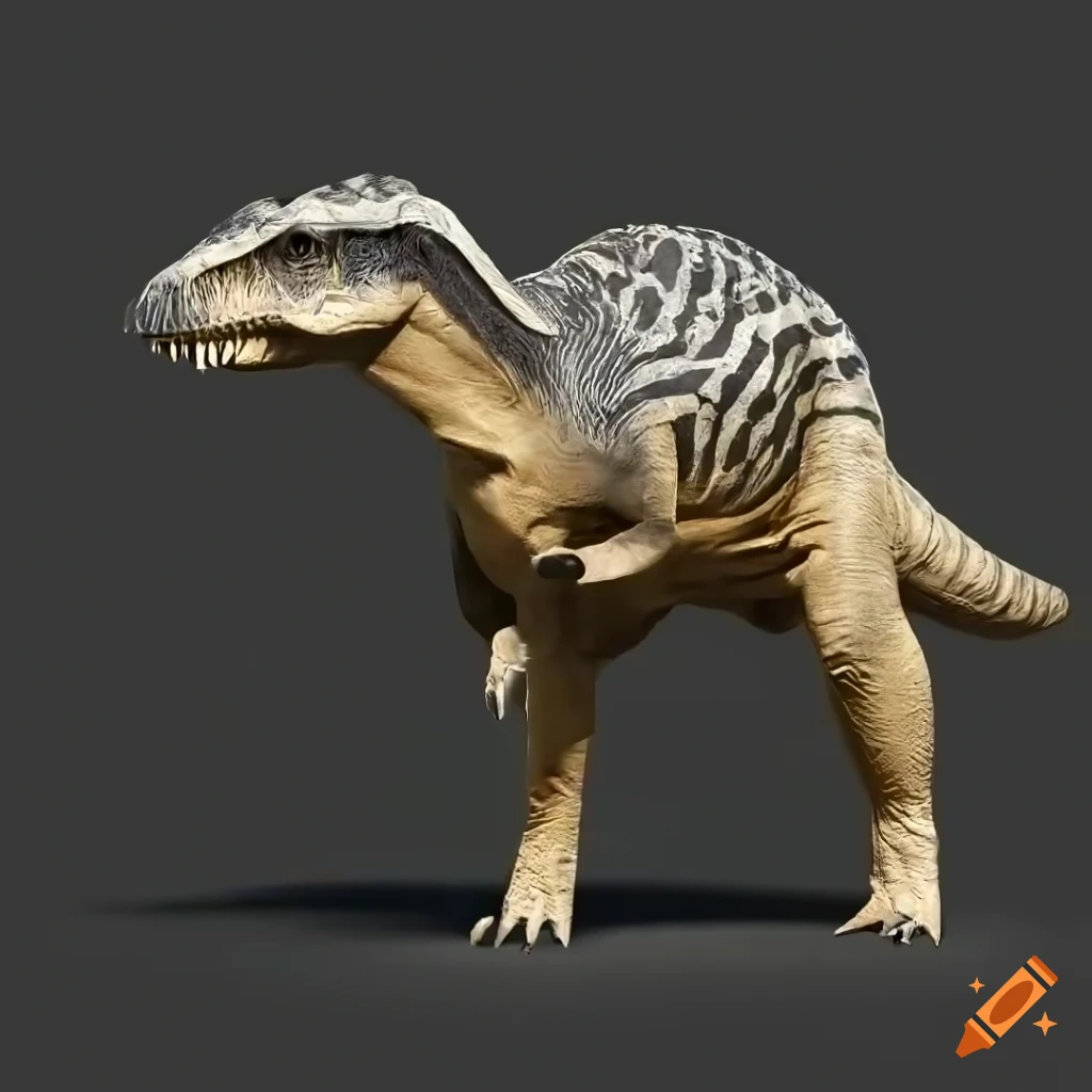 Realistic iguanodon dinosaur with intricate color pattern in warm ...