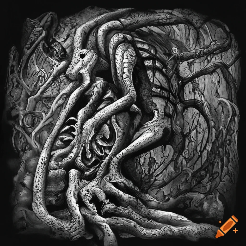 Lovecraftian escher abstract hellscape on Craiyon