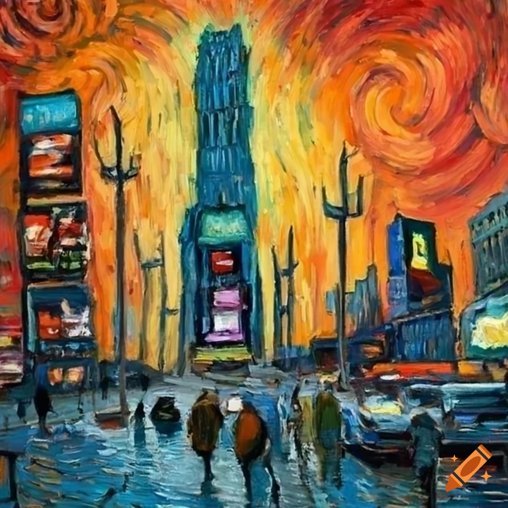Painting of times square in the style of vincent van gogh on Craiyon