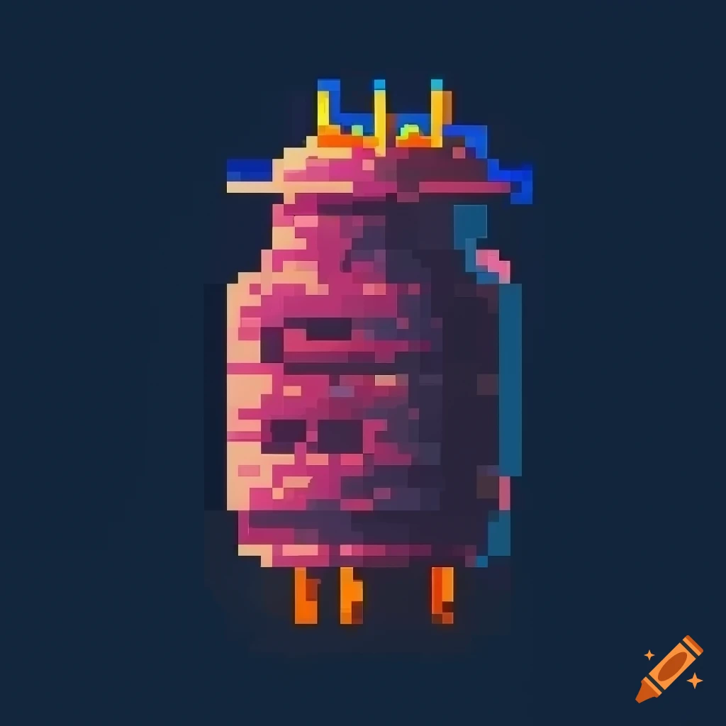 Pixel art of a wire plug with dithering technique on Craiyon