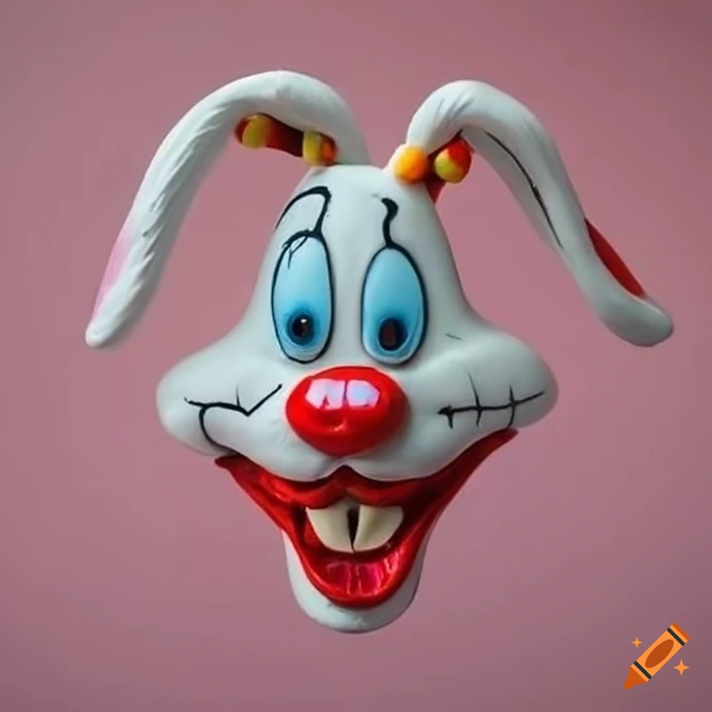 Roger rabbit head sculpted from plasticine on Craiyon