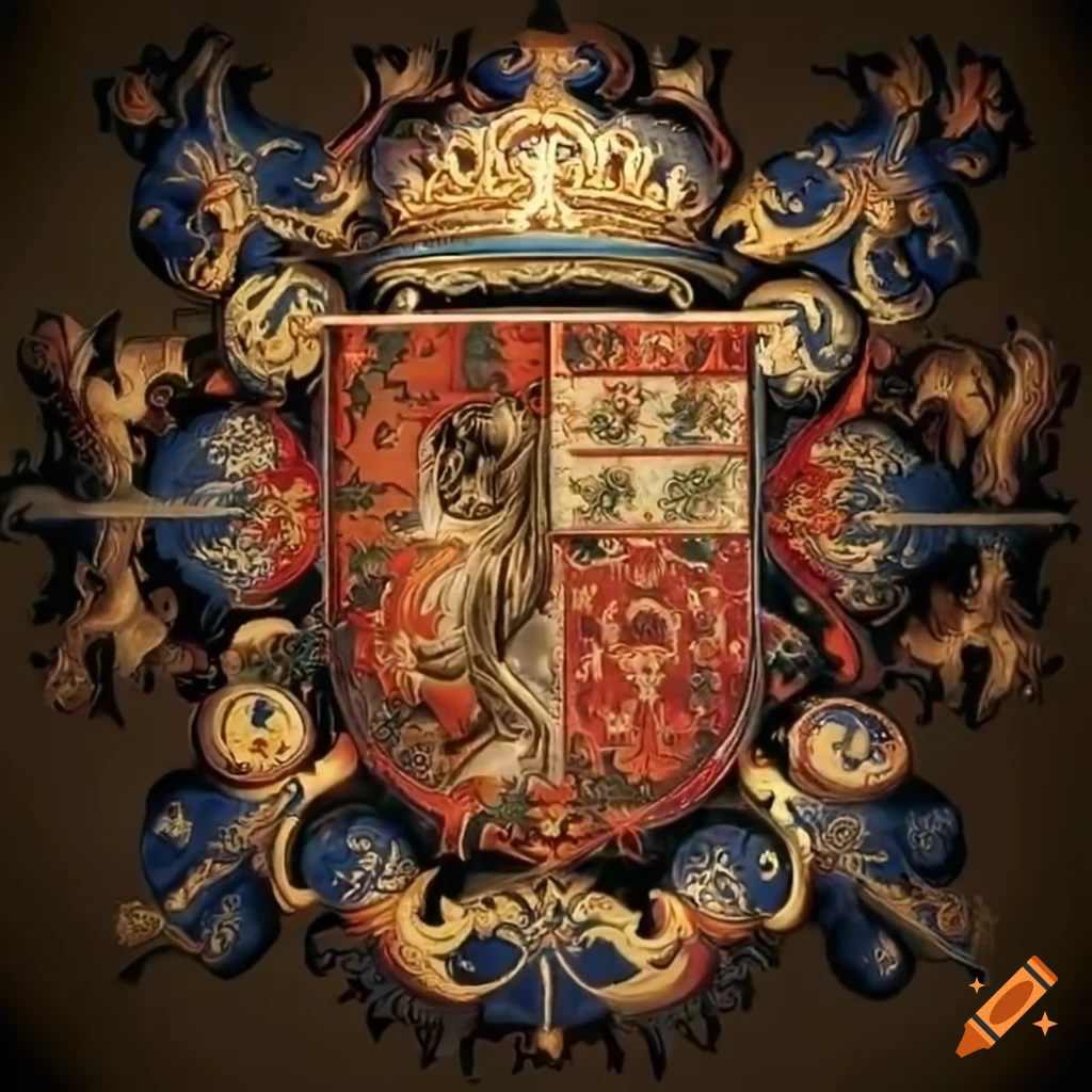 Medieval heraldry with intricate symbols and colors for duchy of ...