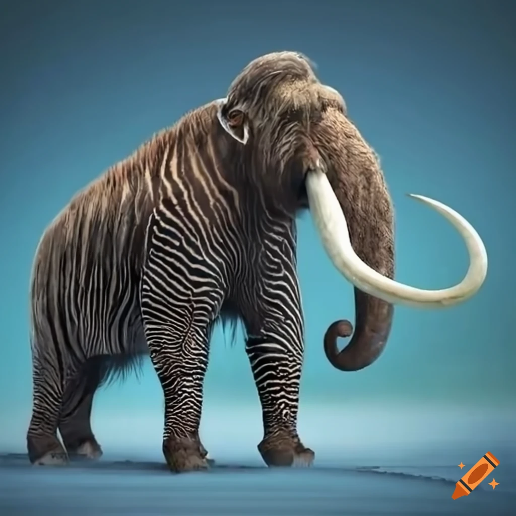 Colossal mammoth with zebra stripes on Craiyon