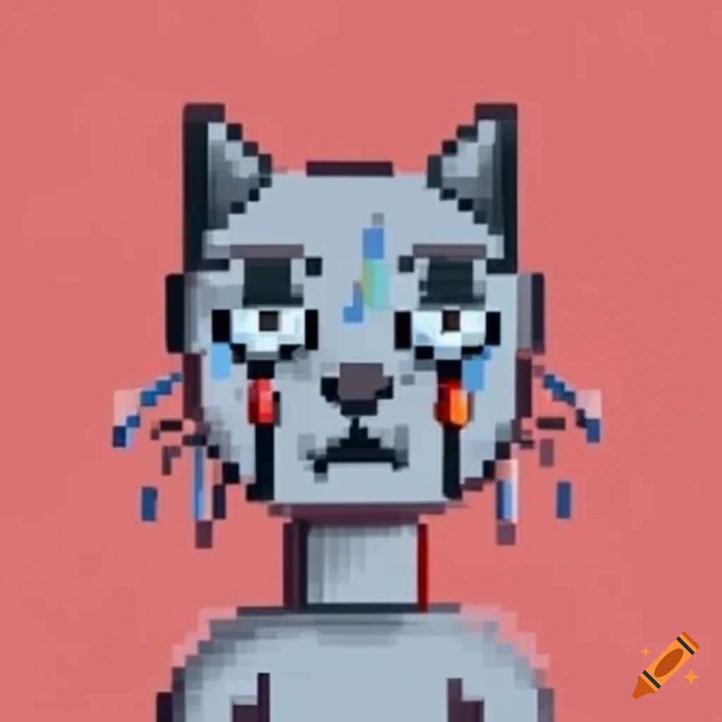Sad crying cat in 8-bit art style on Craiyon
