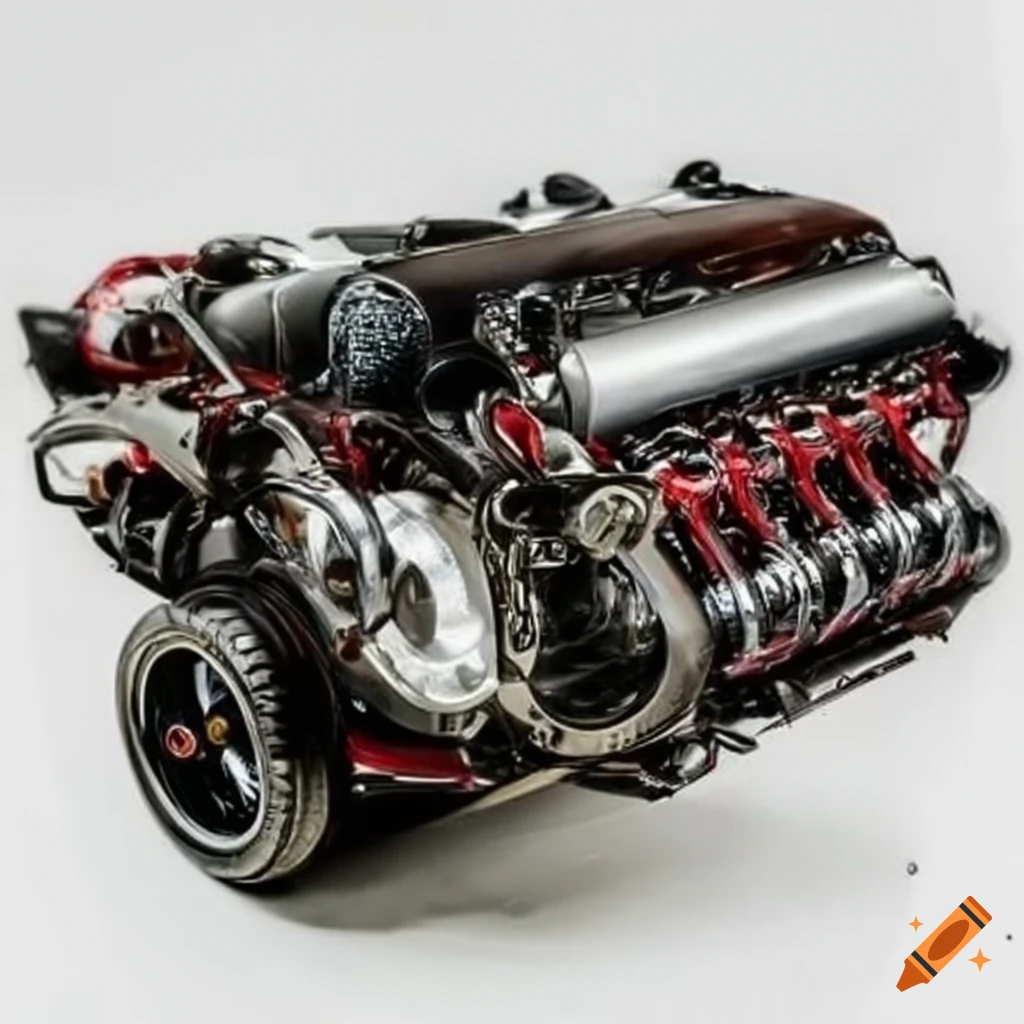 Engine of a porsche v12 on Craiyon