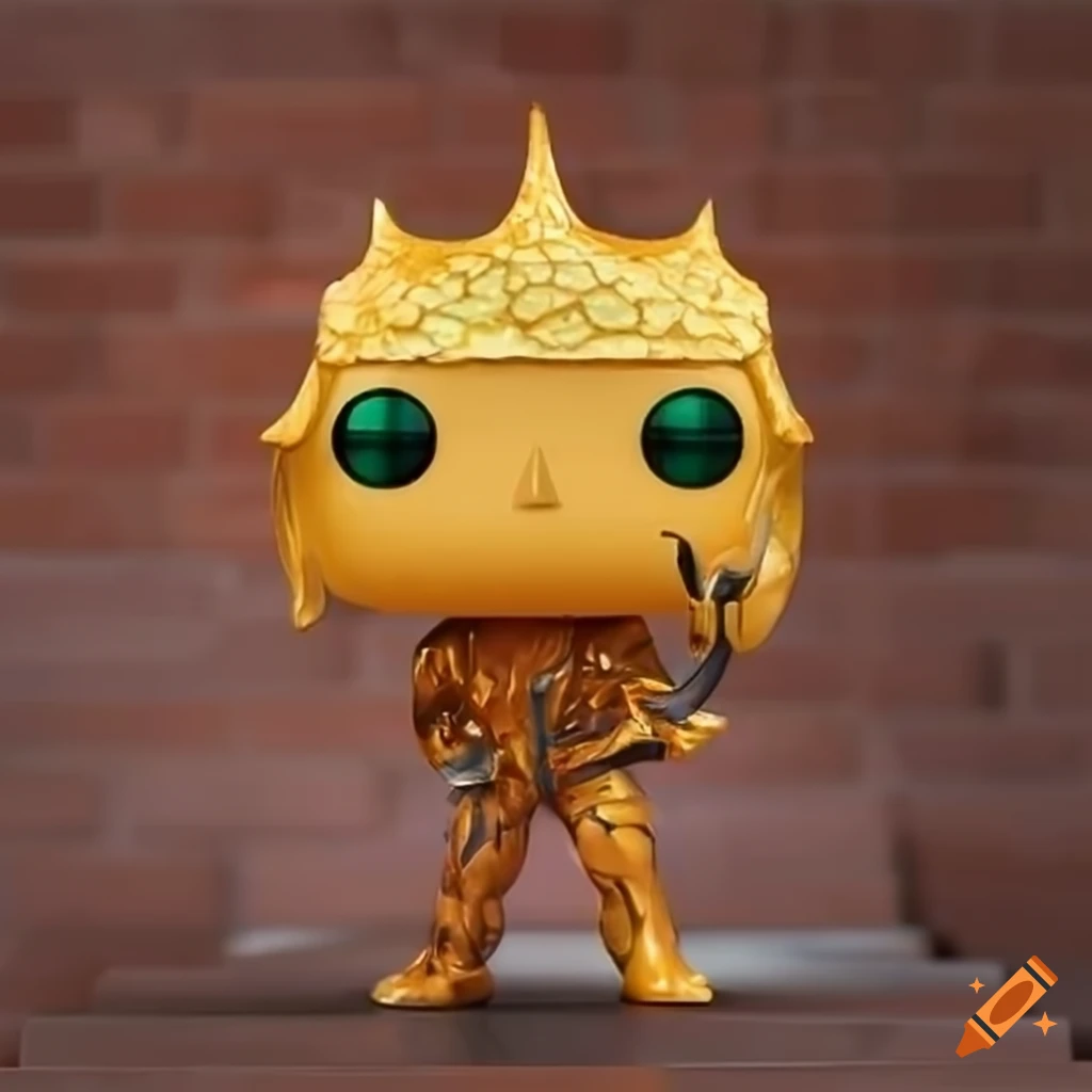 Funko pop world with lemon, copper, silver, and red gem stones on Craiyon