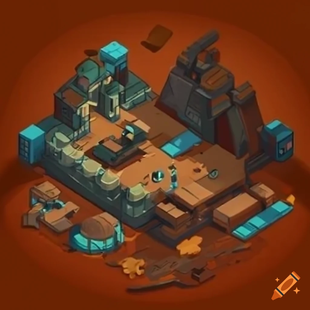 Isometric mandalorian war map for video game on Craiyon
