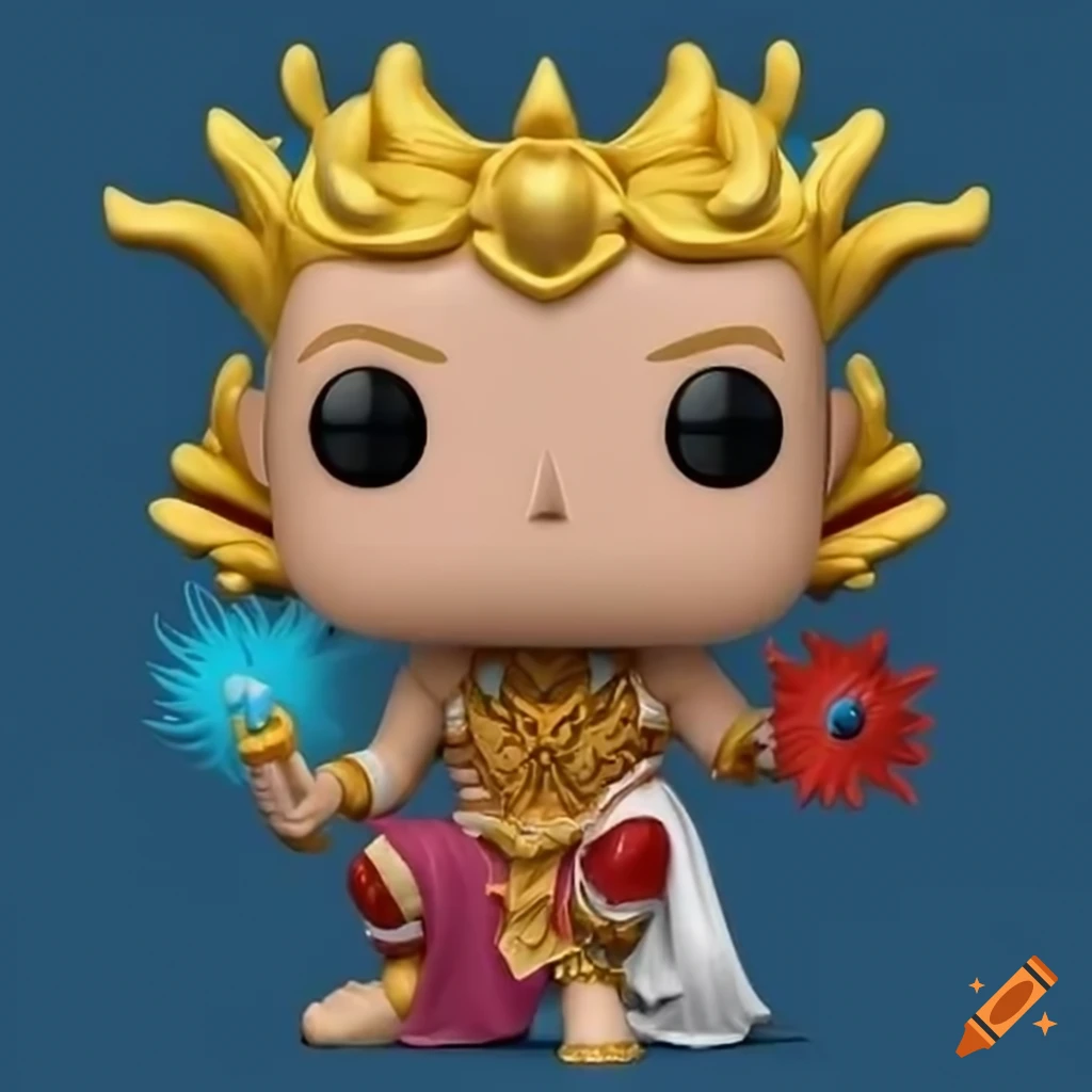 Funko pop figure of a sun god character on Craiyon