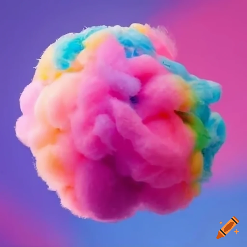 Colorful cute cotton candy floating in the air on Craiyon