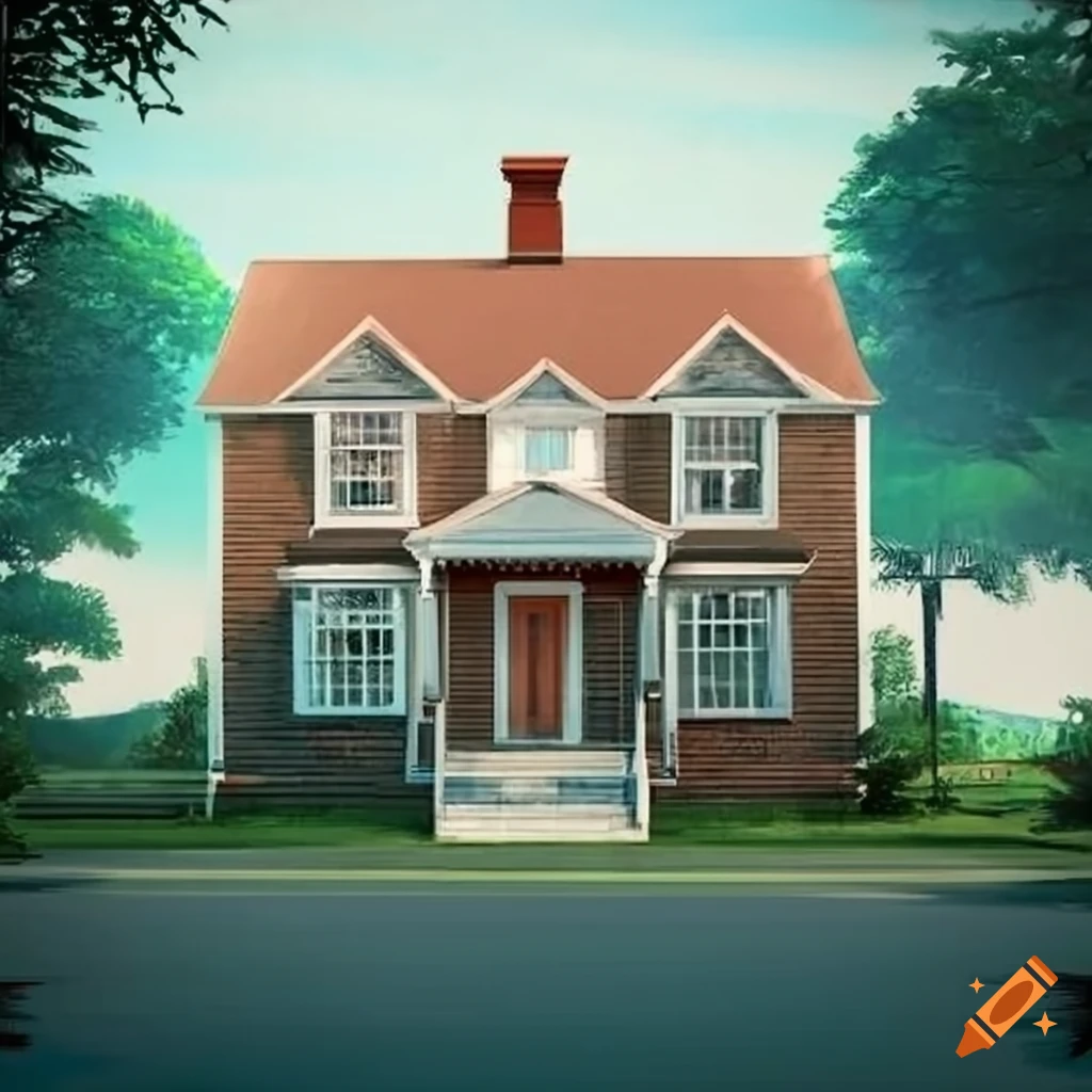 Front view of a house rendering on Craiyon