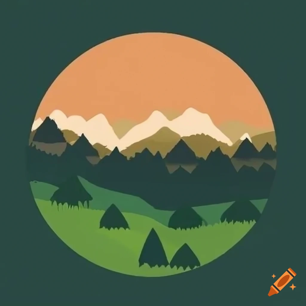 Simple mountain landscape with forests on Craiyon