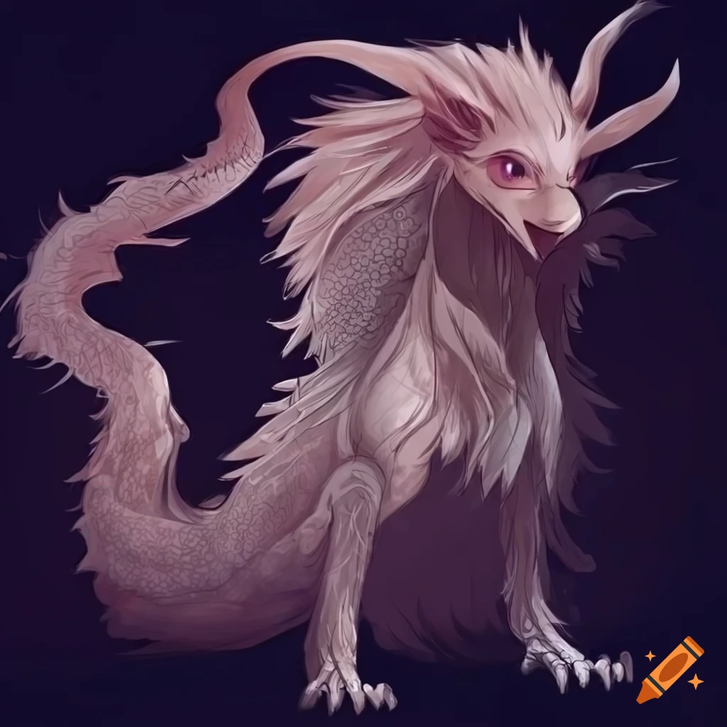 Elegant and graceful mythical creature with expressive eyes and a long tail on Craiyon