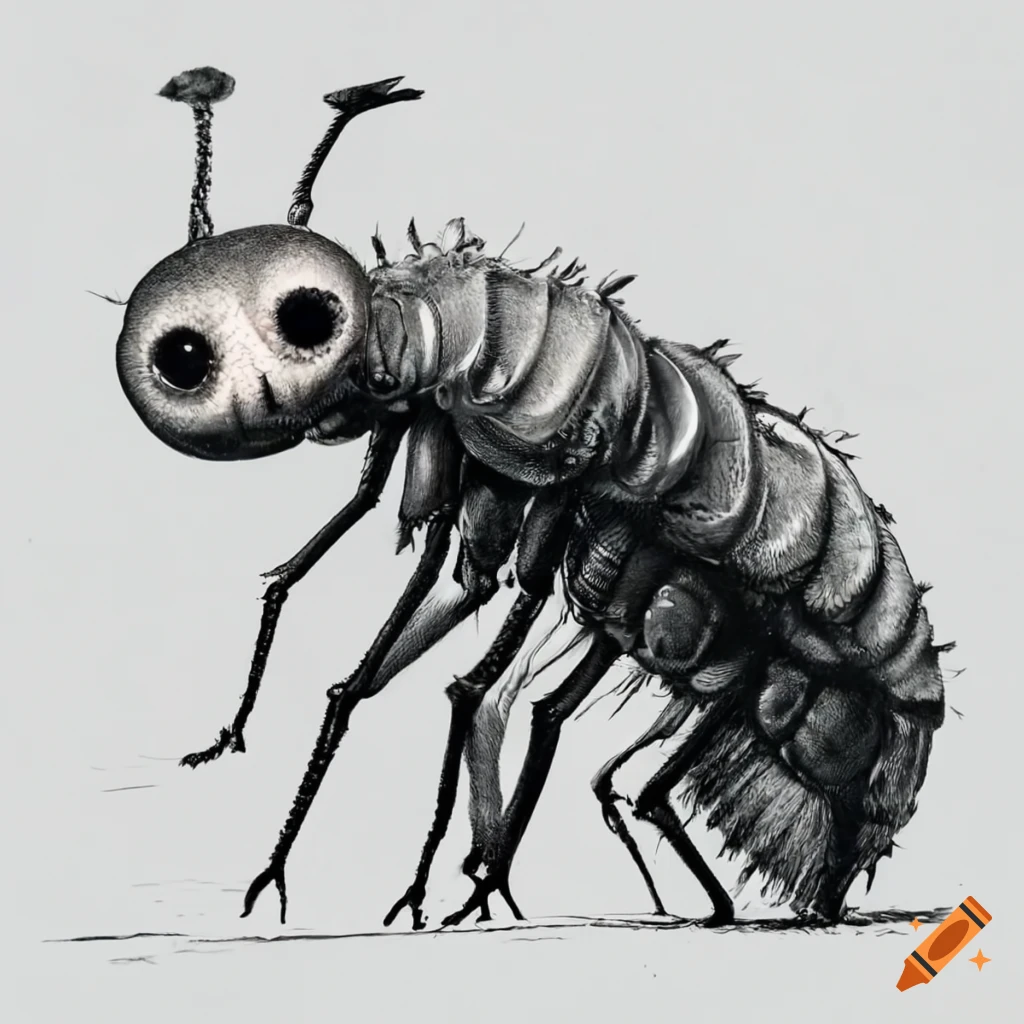 Black and white monster cockroach insect on Craiyon