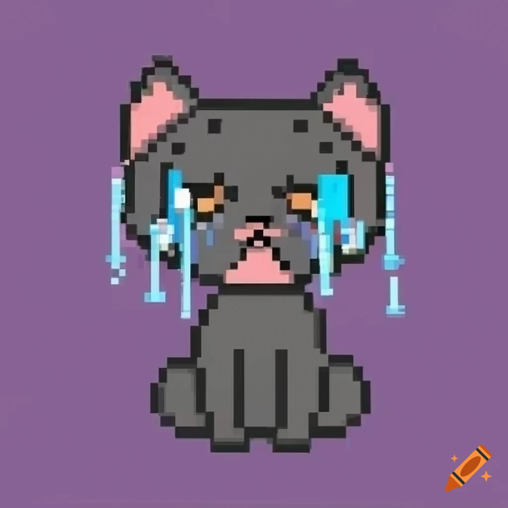 Sad crying cat in 8-bit art style on Craiyon
