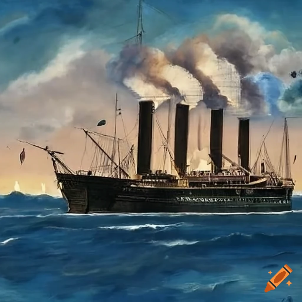 Steam ship from the industrial revolution era on Craiyon