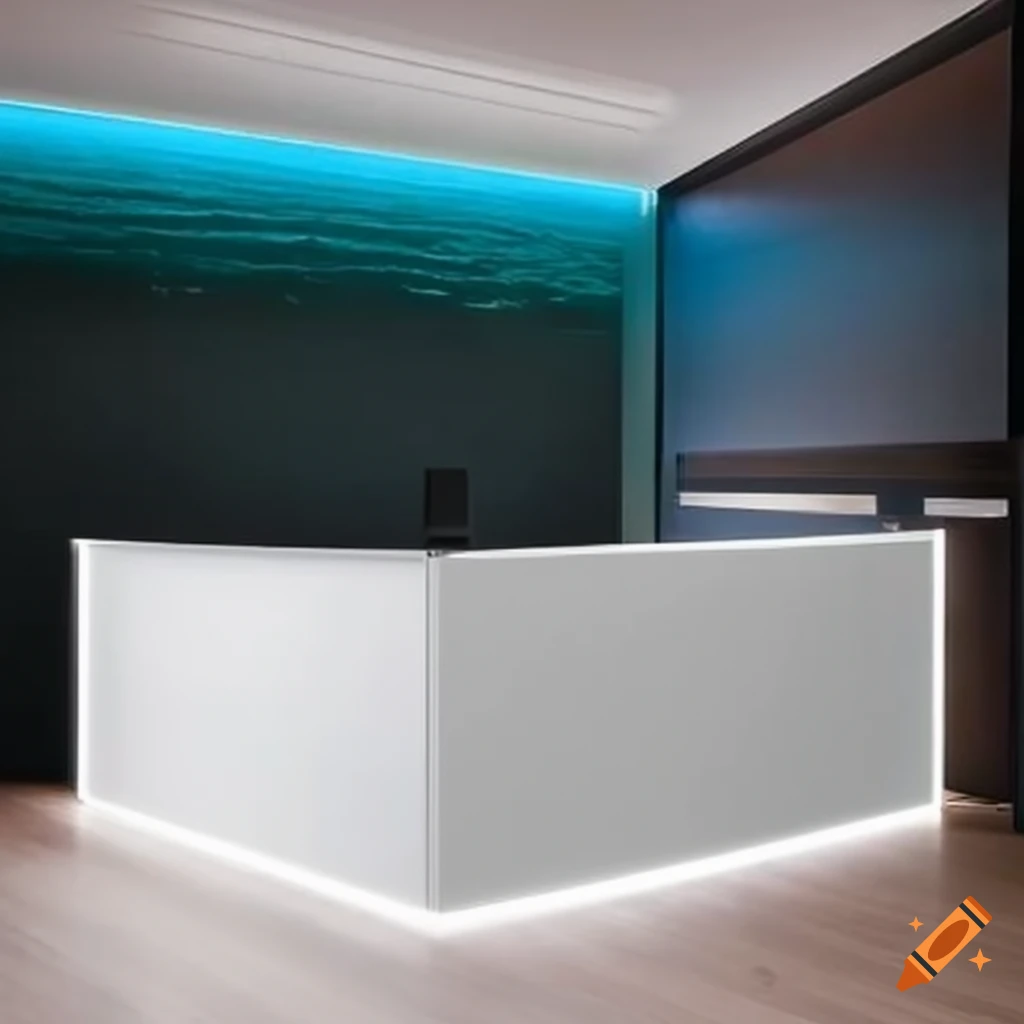 Reception desk with inviting led lighting on Craiyon