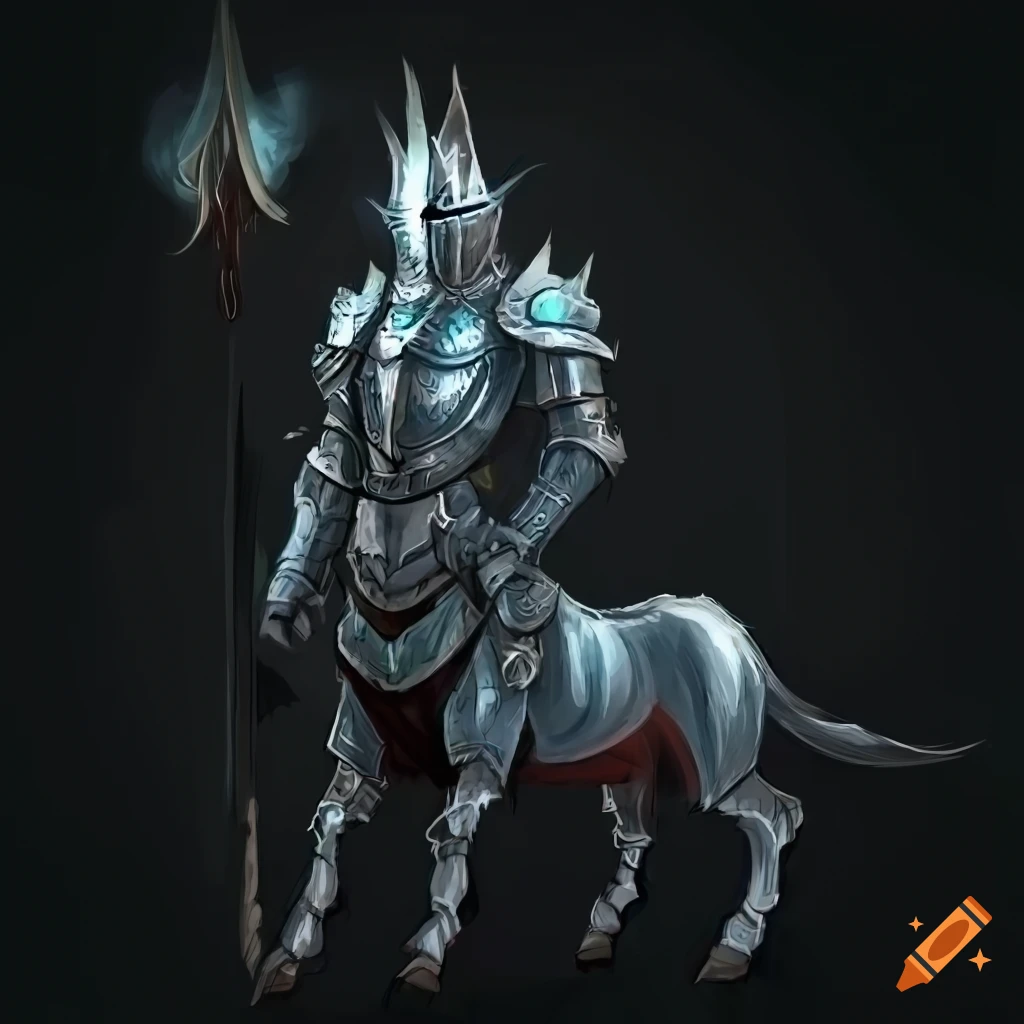 Centaur knight in ghostly armor on Craiyon