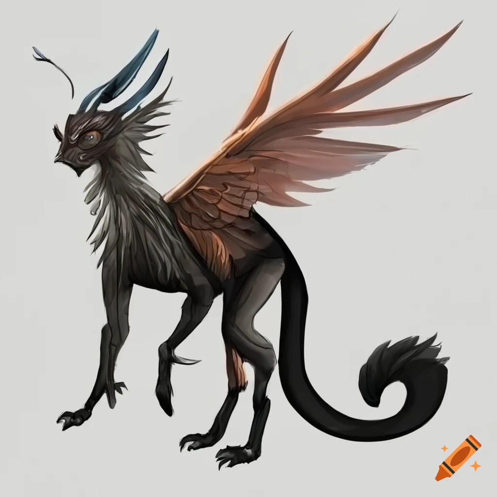 Elegant and graceful hybrid mythical creature with kind eyes and a long tail on Craiyon