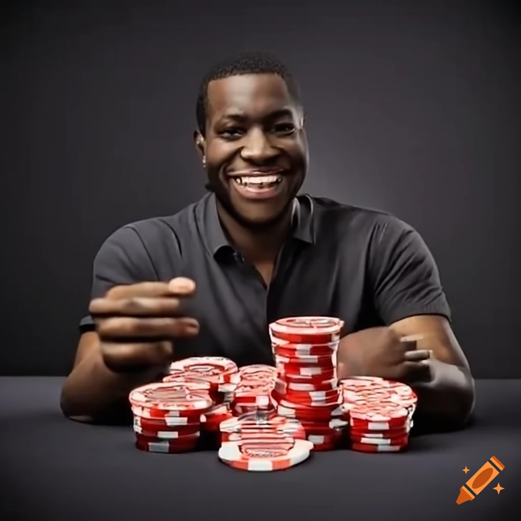 Man betting all his chips on black at a casino on Craiyon