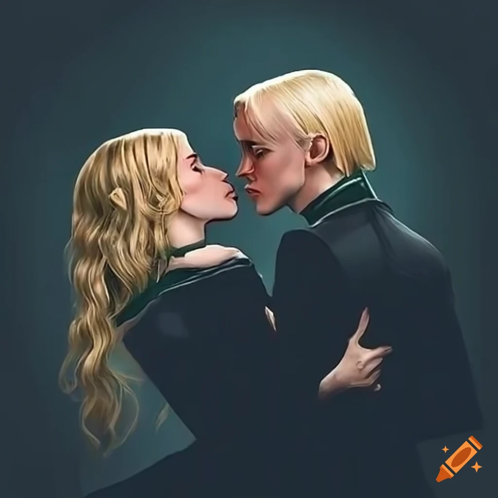 Draco malfoy kissing a girl on Craiyon