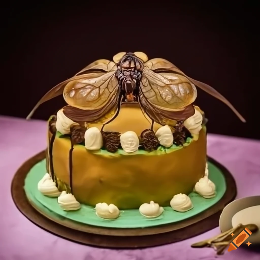 Cartoon cicada themed visually stunning cake with intricate detailing ...